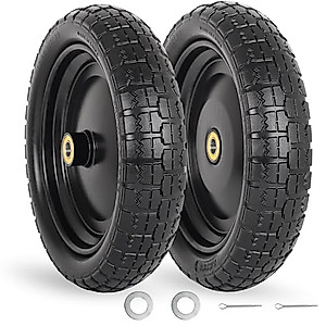 GICOOL 13-Inch Gorilla Cart Tire, Flat-free Solid Tire and Wheel Replacement, with 5/8" Axle Bore Hole, 2.2" Offset Hub for Wheelbarrow Garden Wagon Trolley Dolly Lawn Mover Go Kart