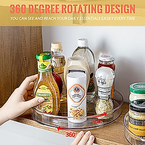 2 Pack Lazy Susan Rotating Turntable Storage Container- for Cabinets, Pantry, Fridge, Countertops, Clear Plastic Food Storage Spinning Organizer