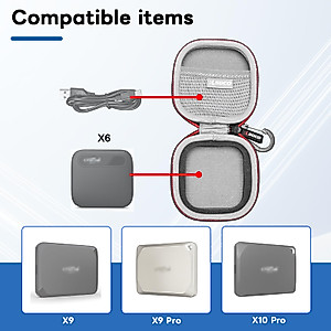 RLSOCO Hard Case for Crucial X10 Pro/X9/X9 Pro/X6 4TB/2TB/1TB/500GB Portable SSD,External Solid State Drive