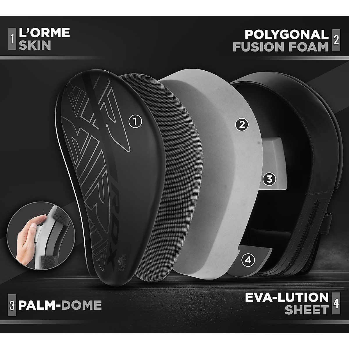 RDX Boxing Pads Curved Focus Mitts, Maya Hide Leather Kara Hook and jab Training Pads, Adjustable Strap Ventilated, MMA Muay Thai Kickboxing Coaching Martial Arts Punching Hand Target Strike Shield