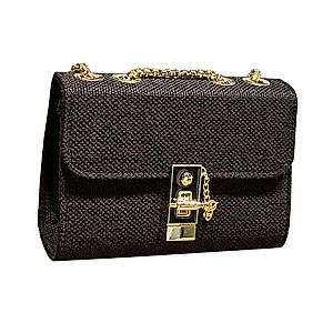 Small Crossbody Bag for Women, Cute Leather Clutch Purses for Girls, Mini Shoulder Bag with Chain Strap (black1)