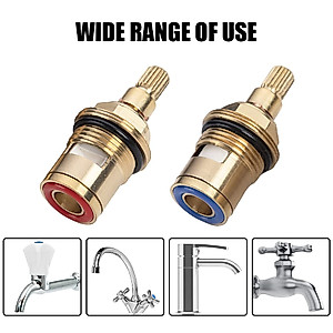 2 Pcs Quarter Turn 1/2" Replacement Tap Valves Brass Ceramic Stem Disc Cartridge Faucet Valves Replacement Valve Cartridge Spares for Faucet Metal