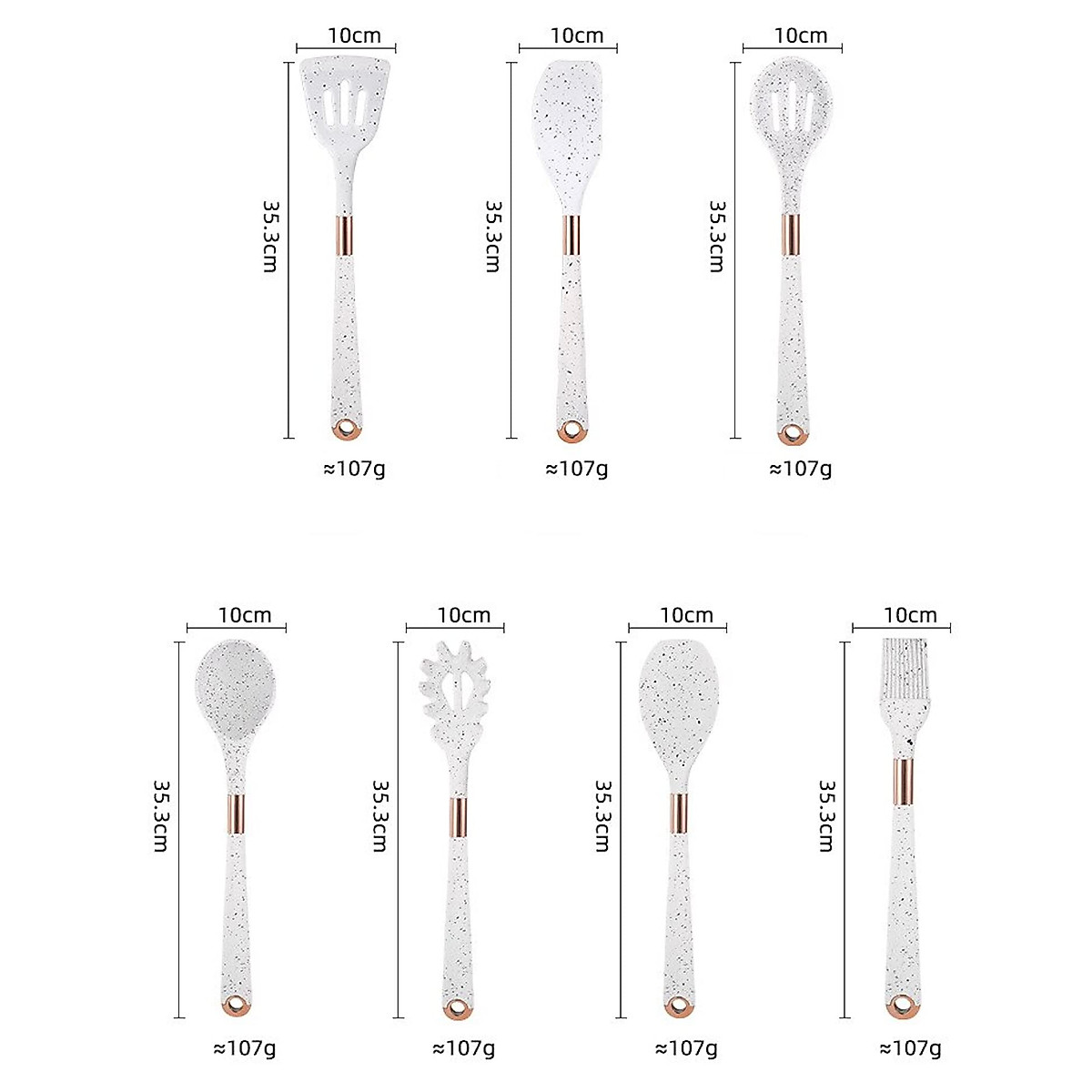 Chef Kitchen Cooking Utensils Set, Non-Stick Silicone Cooking Kitchen Utensil Set with Holder, Wooden Handle Silicone Kitchen Gadgets Utensil Set (White)