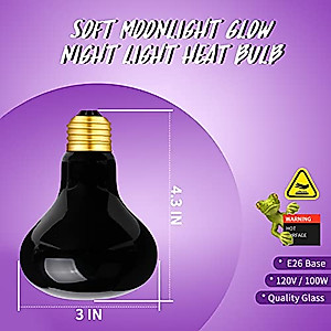 AOMRYOM 100W Basking Spot Infrared Night Heat Lamp Moonlight Heat Bulb for Reptiles & Amphibians 2 Packs