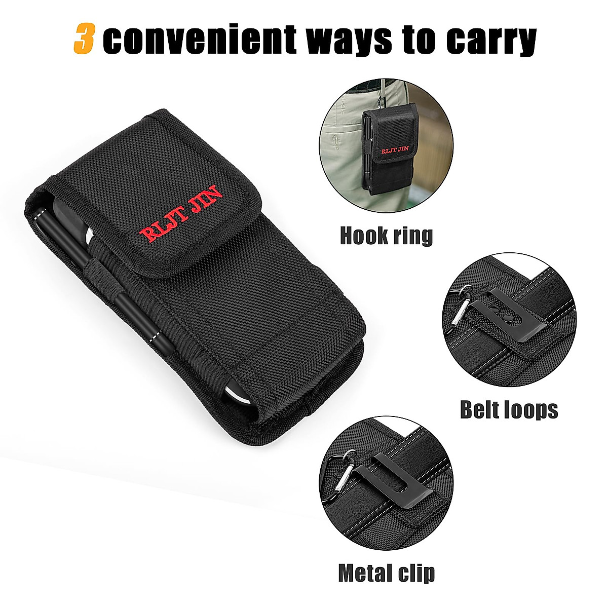 RLJT JIN TC77 Scanner Holster,Durable Carrying Case Pouch for Zebra TC70x,TC70,TC72,TC75,TC77,M60,MC67 Handheld Barcode Touch Mobile Computer,Metal Belt Clip,Pen Holder and with Belt Loop.