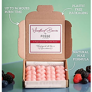 Woodland Berries Wax Melts 16 Pack | Strong Scented Heart Shaped Soy Melts | Up to 96Hr of Scent Per Box | Hand Poured in The UK | Vegan & Plastic Free Long Lasting Candle Alternative