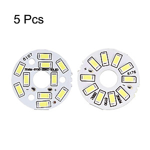 uxcell LED Chip Bulb 300mA 5W 10 LEDs 5730 Surface Mounted Devices Module Aluminum Board Pure White Super Bright 35mm Dia 5pcs for Floodlight
