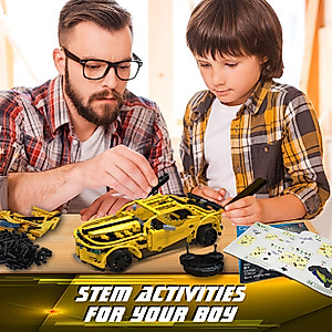TOTI ROYAL Stem Building Toys for Boys Age 8-12 - 419PCS Remote Control Car Building Kit for Kids & Adult - Model Car Kits to Build for Kids 8-12 Great Remote Control Toy Gift for Your Kids (Yellow)