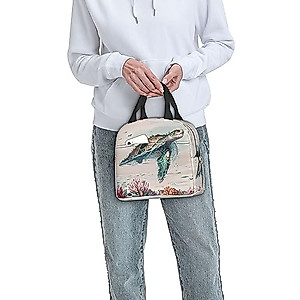 CIOAHYRA Sea Turtle Lunch Bag for Women Men Insulated with Containers Warming Reusable Lunch Box Waterproof Thermal Tote Bag Cooler Bag