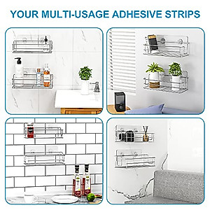 Thideewiz 4 Pcs 2.76x 7.78 Inch Transparent Waterproof Adhesives for Shower Caddy
