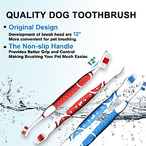 Leoezx™ Professional Pet Toothbrush(4Pcs), Dog & Cat Soft Bristle Double-Sided Brush Head Set, Pet Brushing Teeth to Clean Teeth to Reduce Tartar Buildup, Pet Dental Care Essentials