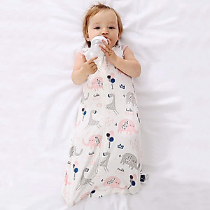 Jeroray Wearable Blanket-Stretchy Sleeping Bag,(12-18 Months) TOG 1.0,2-Pack,2 Way Zipper,Unisex,Elephant&Solid Dusty Rose,Large