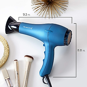 Remington Pro D2042 Professional Titanium Ceramic Hair Dryer with Concentrator and Diffuser Attachments Blue