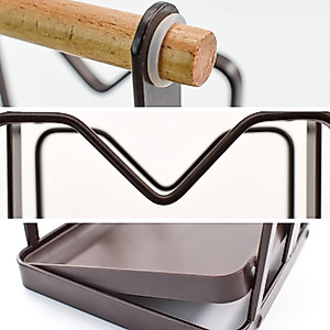 VANRA Cutting Board Organizer Metal Steel Pot Lid Holder Stand Kitchen Countertop Pot Pan Lid Rack, 2 Slots (Deep Brown)