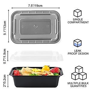 Moretoes 50 Pack Meal Prep Containers Reusable 24 Oz, Disposable Food Storage, Plastic Containers for Lunch-Microwave, Freezer, Dishwasher Safe