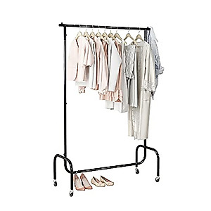 ZGEHCO Clothes Rack Garment racks for Hanging Clothes,Clothing Rack with wheels and Brakes,Commercial Grade Heavy Duty Sturdy Metal Rolling Clothes Coat Rack Holder Free Standing,Black