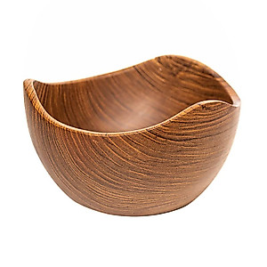 Rainforest Bowls Set of 4 6.5" Regular Wavy Curved Rim Javanese Teak Wood Bowls- Perfect for Everyday Use, Hot & Cold Friendly, Ultra-Durable- Premium Wooden Bowls Handcrafted by Indonesian Artisans
