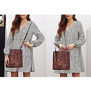 Crossbody Bag for Women Leather Tote Bag Handbags Hand-Painted Shoulder Bag Satchel (Coffee)