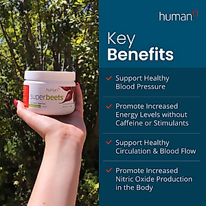HumanN SuperBeets Beetroot Powder - Nitric Oxide Boost for Blood Pressure, Circulation & Heart Health Support - Non-GMO Superfood Supplement - Original Apple Flavor, 30 Servings