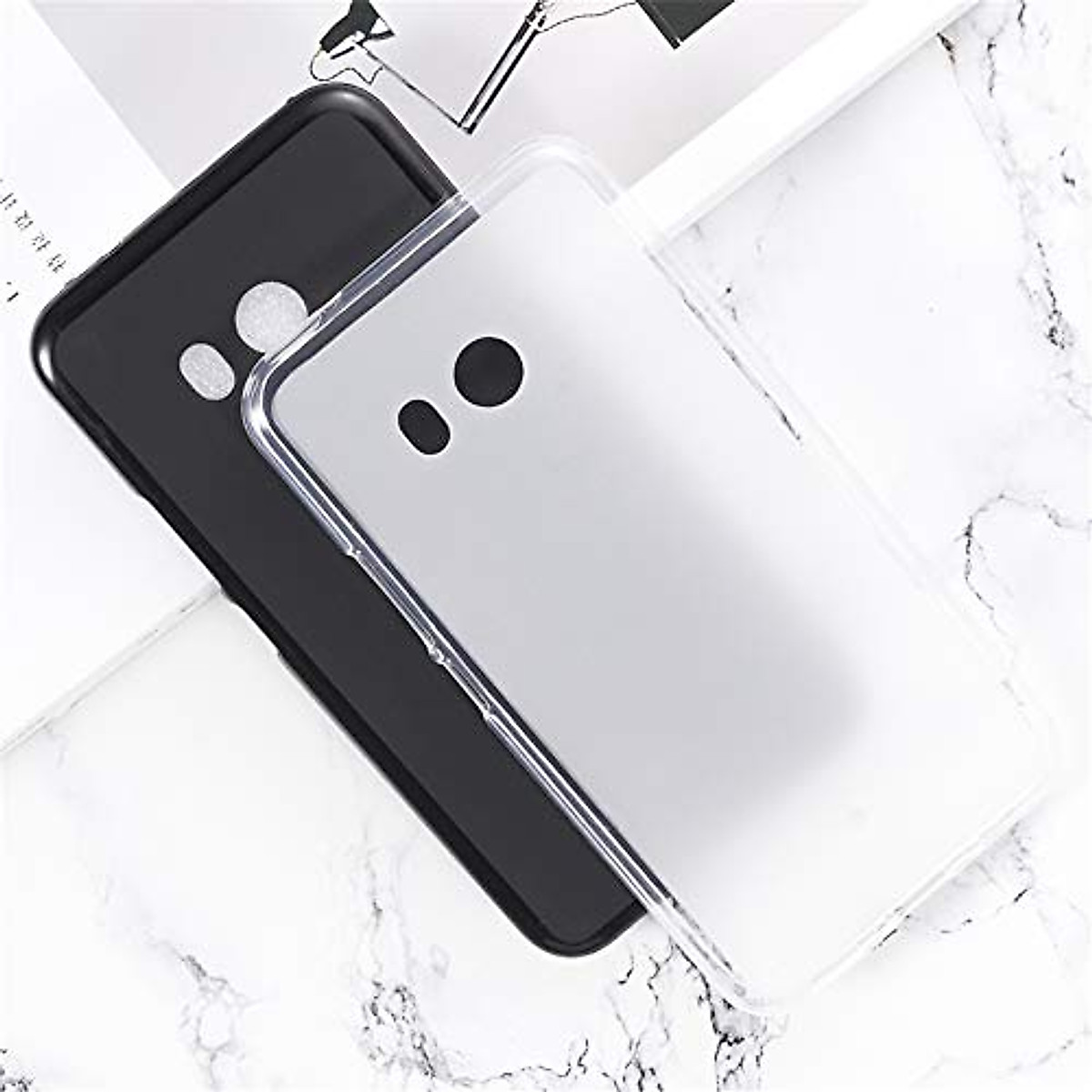 Shantime HTC U11 Case, Scratch Resistant Soft TPU Back Cover Shockproof Silicone Gel Rubber Bumper Anti-Fingerprints Full-Body Protective Case Cover for HTC U11 (White)