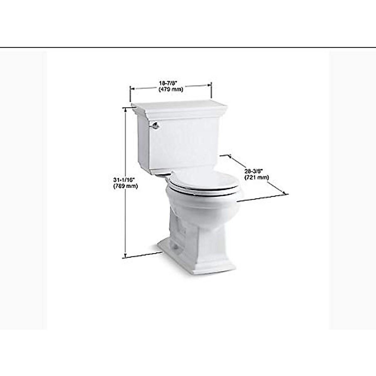 Kohler K-3933-0 Memoirs Comfort Height Two-Piece Round Front Toilet with Stately Design, White - 567212