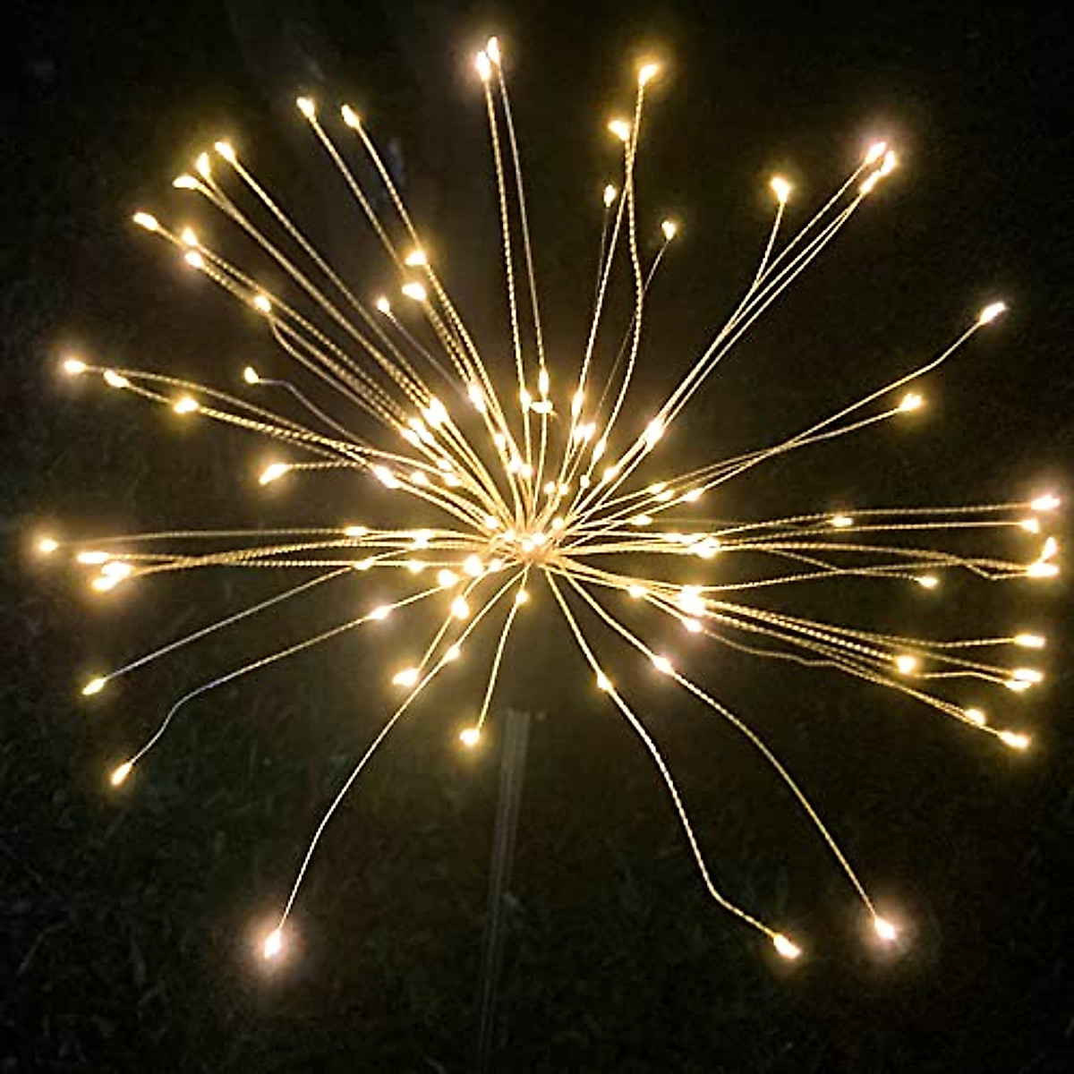 Dengduoduo 2 Pack Solar Garden Lights, Solar Firework Lights, Solar Lights Outdoor Waterproof with 2 Lighting Modes, Landscape Light for Walkway, Garden, Patio, Yard, Flowerbed, Parties (Warm White)