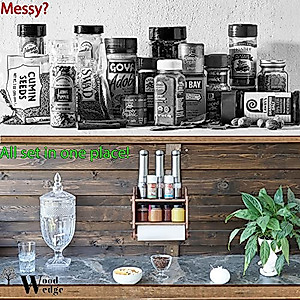 Wood Wedge, Premium 2-Tier Spice Rack, Wooden Shelf for The Wall Wooden Holder for Kitchen, Bathroom, Garage Organizer Made of Europa 100% Ash Wood with Metal Hooks, Shelf for Storage 11"x10.2"