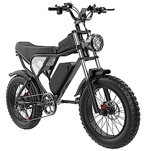 Electric Bike Adults 1000W Motor 30MPH with 48V 20AH Removable Lithium Battery 20" x 4.0 Fat Tire E Bike 40Miles with Professional Shim 7-Speed Beach Snow Mountain Electric Bicycle