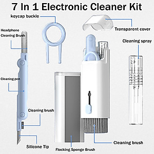 7-in-1 Cleaner Kit for Airpods Headphones,Keyboard Earbuds Case & Computer, Deep Cleaning Tools with Screen Cleaner for Airpods 1/2/3/ Pro, Earphones,Laptop and Camera