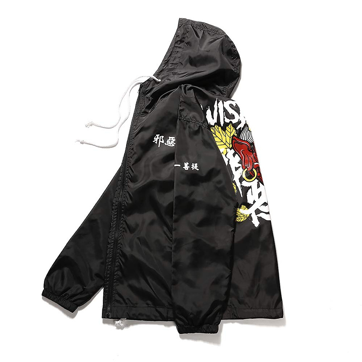 AITFINEISM Men's Lightweight Windbreaker Jacket Casual Zip Up Jackets With Hooded (Small, Black-1)