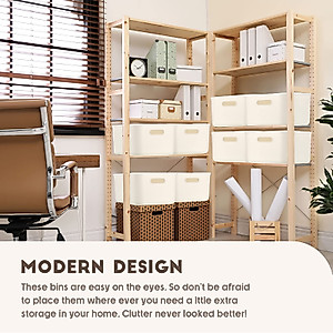 Tuanse 8 Pieces Plastic Storage Bins with Lids,White Storage baskets with Handle Stackable Containers Box For Shelves Drawers Desktop Playroom Classroom Office Organization(14 x 10.5 x 6.5 Inches)