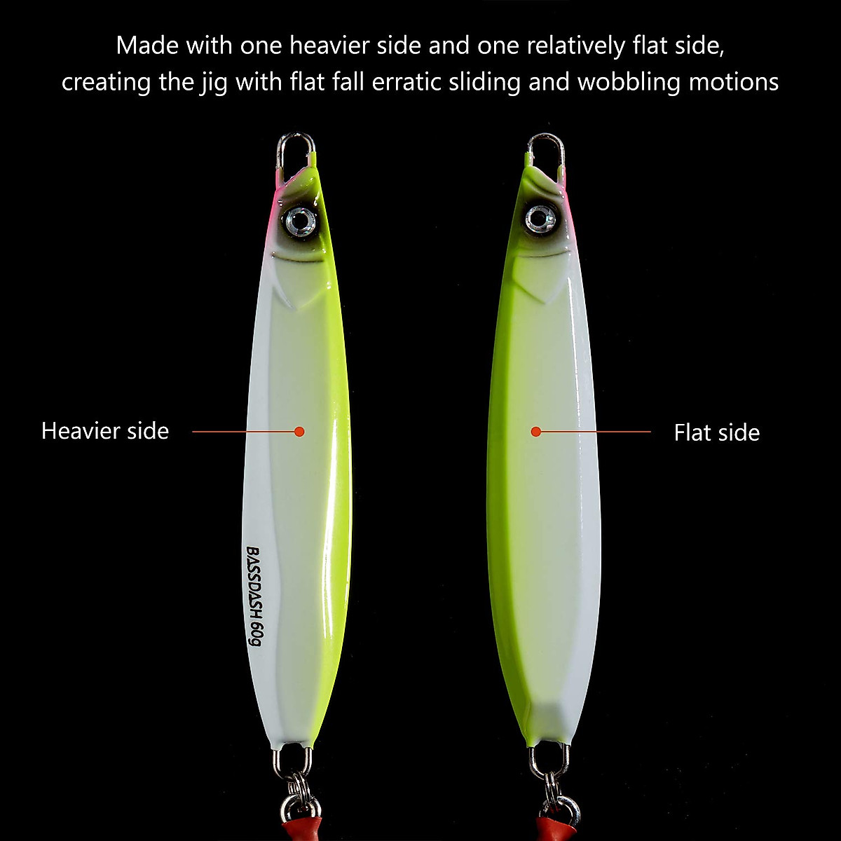 BASSDASH STIX Casting Jig Lure Vertical Slow Jigging Lures 1.4oz 2.1oz with Mustad Hooks 2/0 3/0 for Saltwater Freshwater Kayak Boat Shore Fishing, 3-Pack (3-Pack (CFR), 60 Grams (2.1 oz))
