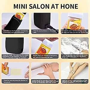 Roll on Wax Kit, Wax Roller Kit, Roll on Wax Warmer for Hair Removal, Roll on Wax for Larger Areas of the Body, At Home Waxing Kit for Women and Men（Black）