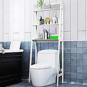 DORTALA 3-Shelf Over-The-Toilet Storage Rack, Free Standing Bathroom Organizer, Multifunctional Bathroom Space Saver, Long-Lasting & Lightweight Deign, Stylish Look Fit Any Room, White