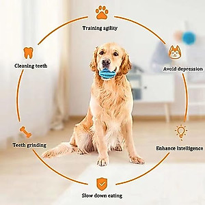 LKSTK 3 Pack Dog Toy Balls, 4.33” Interactive Rugby Dog Toys, Durable Dog Puzzle Rubber Ball Teeth Cleaning Dispensing Toy Nontoxic Bite Resistant Toy Ball for Small Medium Large Dogs