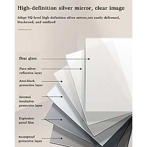 JSLJDM 500 X800 mm Illuminated Backlit LED Bathroom Mirror, Wall Mounted Multifunction Bathroom Vanity Mirror with Lights and Demister Pad, Energy-Saving Illuminated Smart Mirror