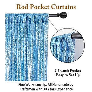 ShinyBeauty Baby Blue Sequin Backdrop Curtain | 2 Panels 5FTx10FT Glitter Wedding & Photography Background | Light Blue Shimmer Curtains for Elegant Events