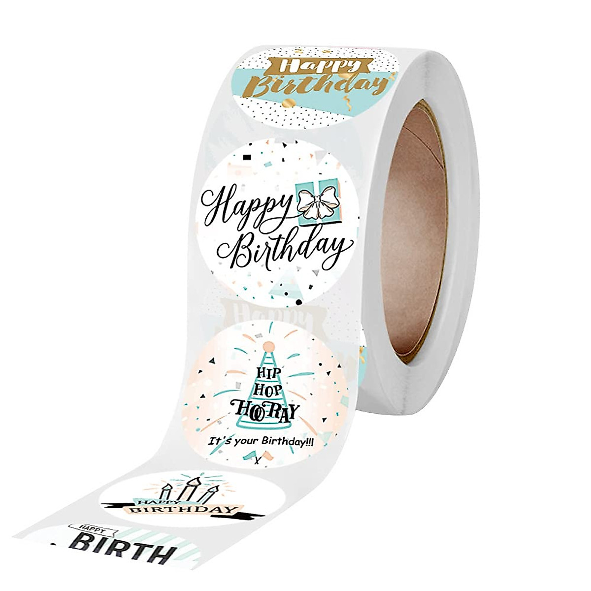 Almiao Happy Birthday Stickers Label, 1.5 Inches 500PCs Round Happy Birthday Stickers Roll