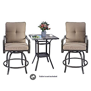 Kozyard Isabella High Swivel Bar Stools/Chair Set for Home Patio, Back Yard, Cafes, Bistro, Restaurants and Chic Bars (Beige)