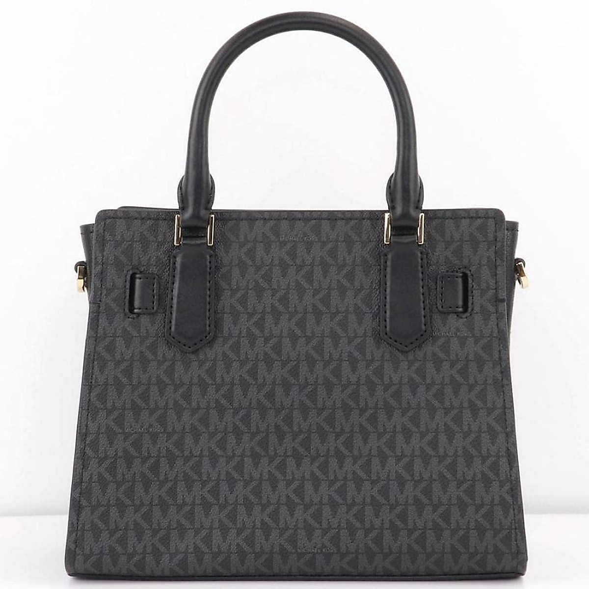 Michael Kors HAMILTON SMALL SATCHEL SHOULDER CROSSBODY BAG MK SIGNATURE (Black)