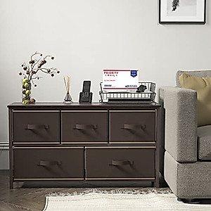 Simple Houseware Nightstands Dresser for Bedroom with 5 Storage Organizer Drawers, Brown