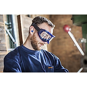 Sellstrom Safety Goggles – Odyssey II Eye Protection, S80200, Anti Fog, Scratch Resistant, Latex Free Protective Eye Shield for Men and Women with Dual Panel Clear Lens, Blue Frame