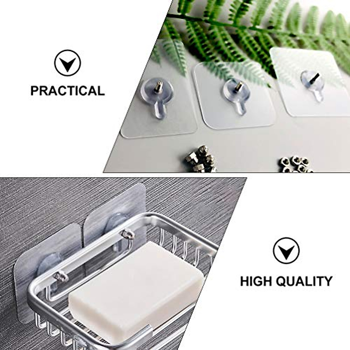 DOITOOL 10PCS Nail Free Wall Hook Screw Adhesive Hooks for Hanging, Non- Trace No Drilling Hooks for Bathroom Kitchen Installation Hanging, Waterproof Transparent Screws Hook (Nail Size 16mm)