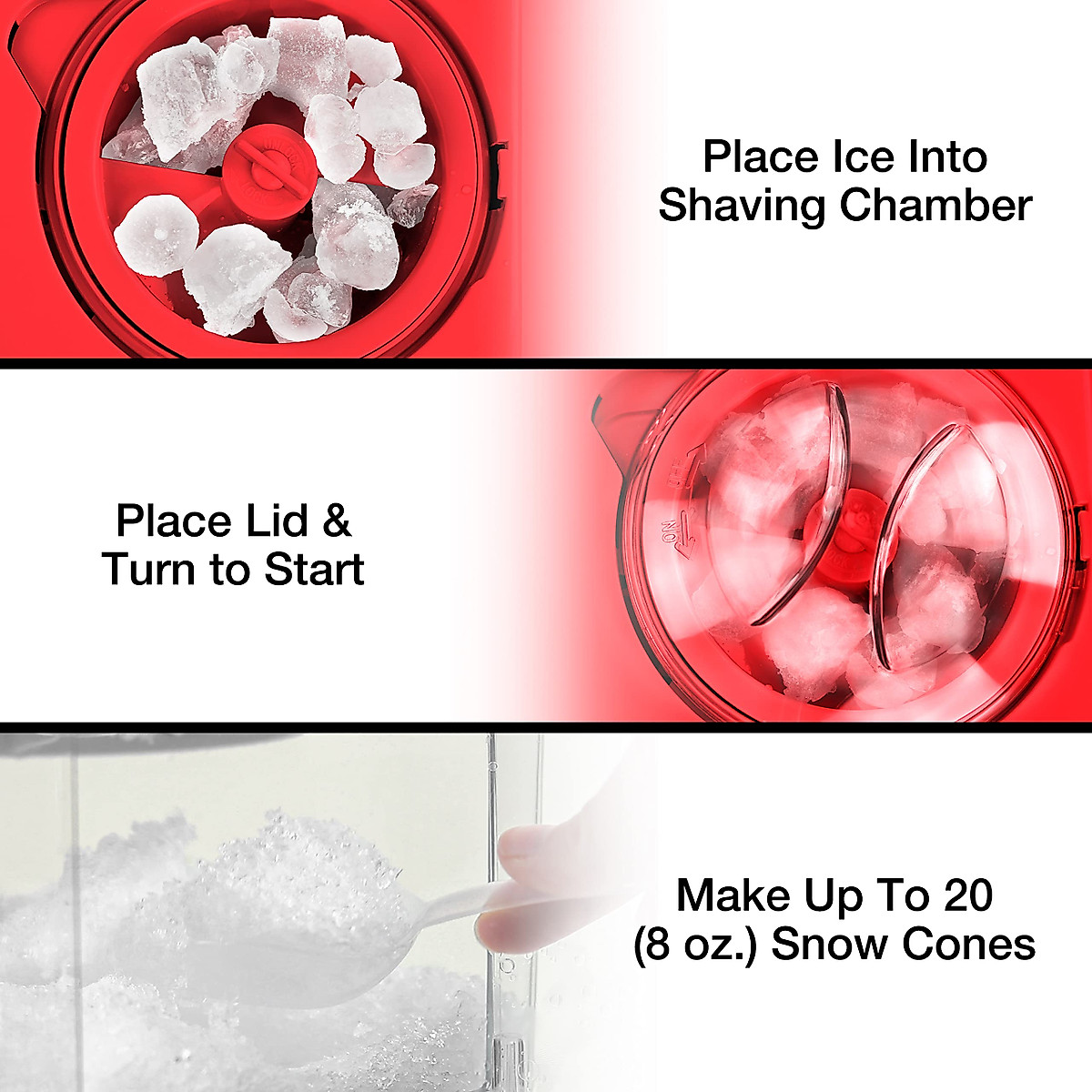 Nostalgia Coca-Cola Snow Cone Shaved Ice Machine - Coke Retro Table-Top Slushie Machine Makes 20 Icy Treats - Includes 2 Reusable Plastic Cups & Ice Scoop - White & Red