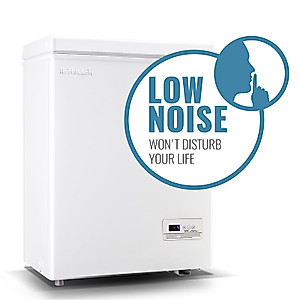 DEMULLER Chest Freezer Small Deep Freeezer with 2 Removable Baskets, Compact Freezer with Digital Control Panel accurate to 1 ℉, Mini Freezer for Homes Garages Basements White