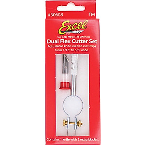 Excel Blades 30608 Dual Strip Cutter, Dual Twin Blade Knife Parallel Number 59 Blades, Adjustable Width Strip Cutter, Cutting Tool for Paper, Clay etc