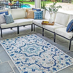 nuLOOM Indoor/Outdoor Contemporary Celestial Accent Rug, 3x5, Blue
