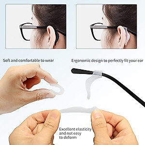 KAJUDA 16 Pairs Glasses Ear Grip, Anti Slip Eyeglass Holder, Silicone Ear Hook Eyeglasses Retainers Eyewear Protectors Temple Tips for Sunglasses, Sports, Study