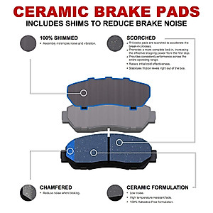 R1 Concepts Rear Brakes and Rotors Kit |Rear Brake Pads| Brake Rotors and Pads| Ceramic Brake Pads and Rotors |Hardware Kit WFWH1-67102