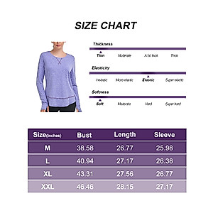 Tanst Sky Workout Tops for Women, Long Sleeve Loose Fit Athletic Shirts Plus Size Lightweight Dry Fit Running Active Wear Moisture Wicking Yoga Hiking Gym T Shirts Purple 2XL